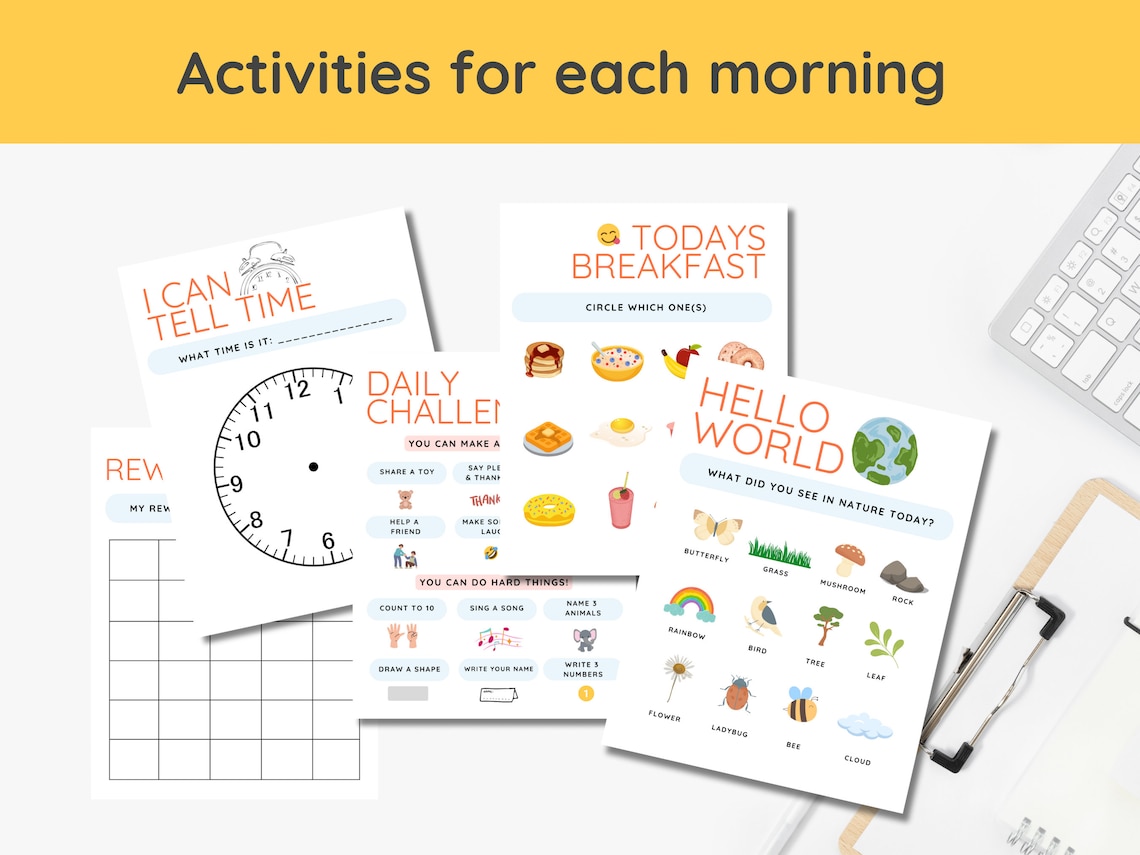 Preschool Morning Menu Printable, Preschool Worksheets, Homeschool ...