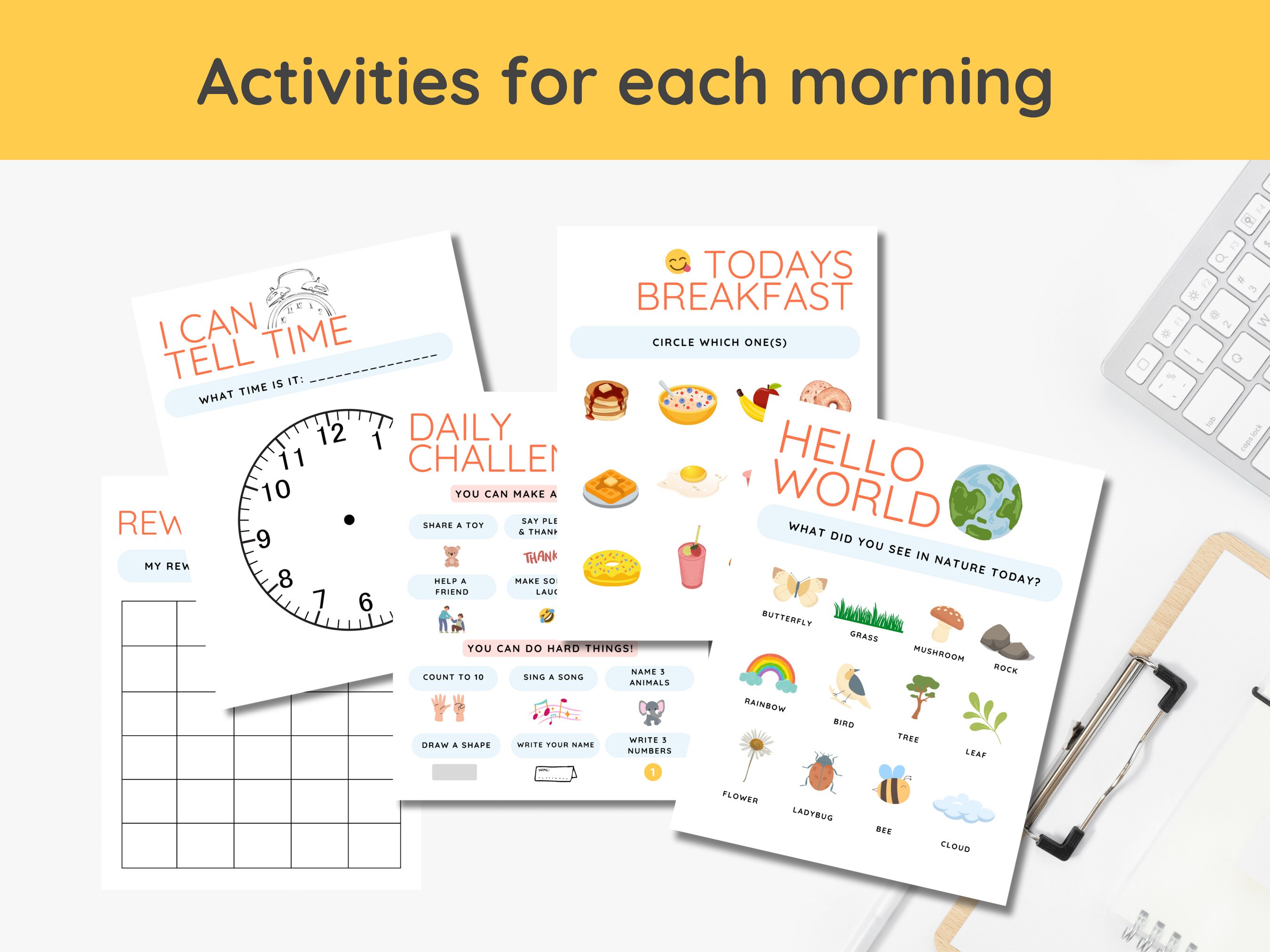 Preschool Morning Menu Printable, Preschool Worksheets, Homeschool ...