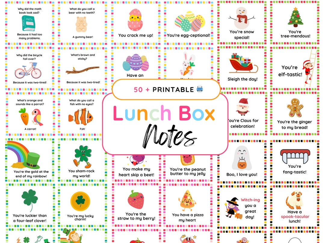 Lunch Notes, Encouragement Cards, Teaching Printables, Lunch Box Cards ...