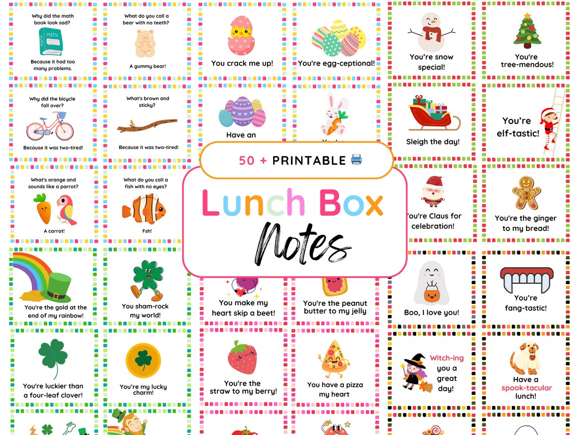 Lunch Notes, Encouragement Cards, Teaching Printables, Lunch Box Cards ...