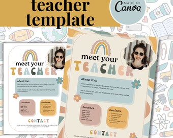 Meet the Teacher, Teacher Template, Back to School Flyer, Teacher ...