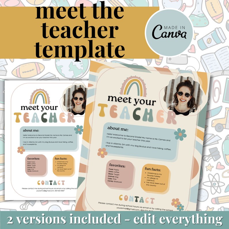 Meet the Teacher, Teacher Template, Back to School Flyer, Teacher ...