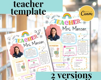 Meet the Teacher, Teacher Template, Back to School Flyer, Teacher ...