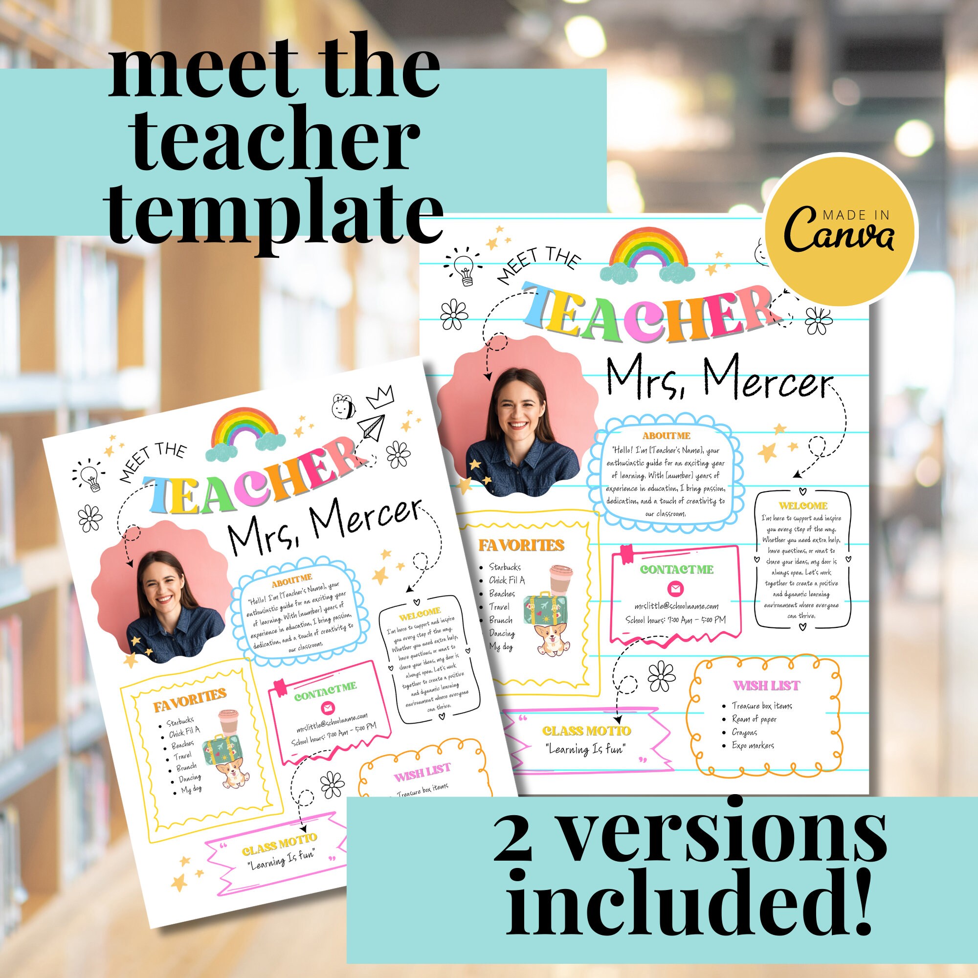 Meet the Teacher, Teacher Template, Back to School Flyer, Teacher ...