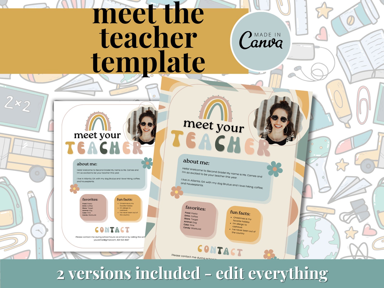Meet the Teacher Teacher Template Back to School Flyer - Etsy