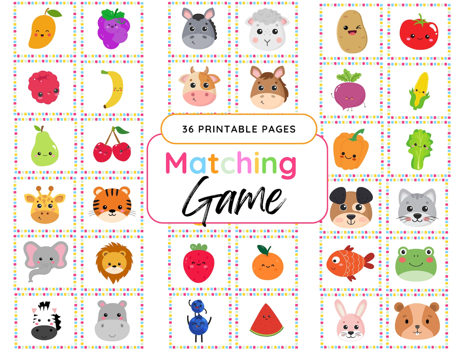 Matching Card Game, Matching Card, Preschool, Kindergarten, Homeschool ...