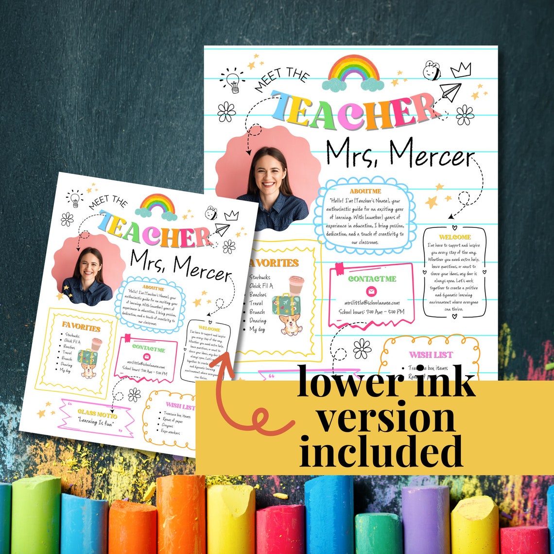 Meet the Teacher, Teacher Template, Back to School Flyer, Teacher ...