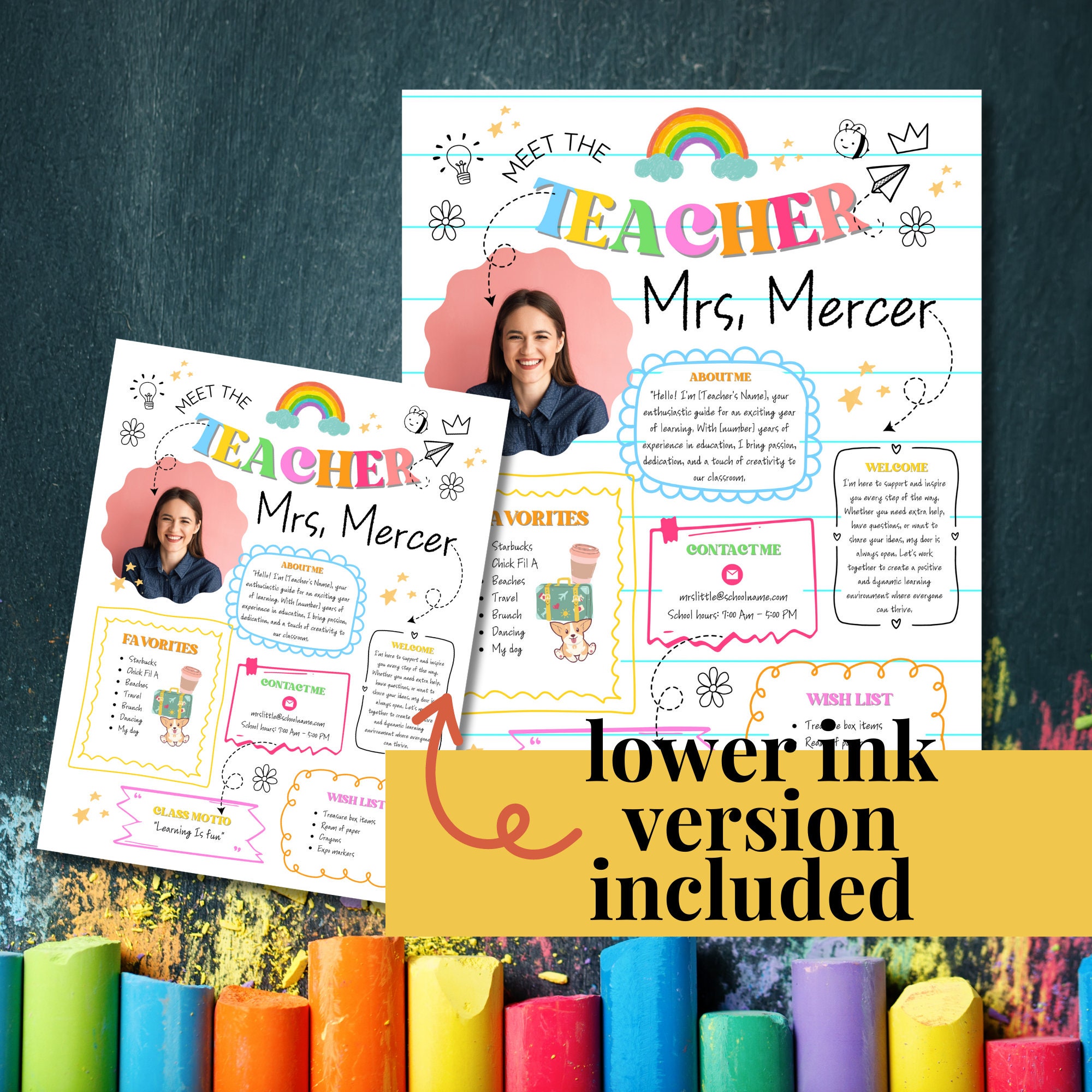 Meet the Teacher, Teacher Template, Back to School Flyer, Teacher ...