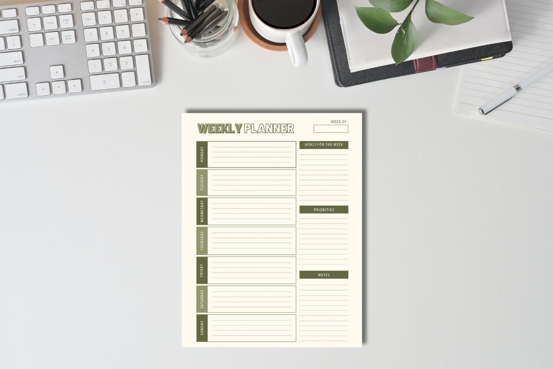 Weekly Planner, Digital Download, Instant Download, Printable Planner ...