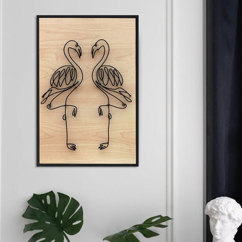 Flamingo Wall Decor, Wire Art Flamingo Sign, Elegant Handmade Metal ...