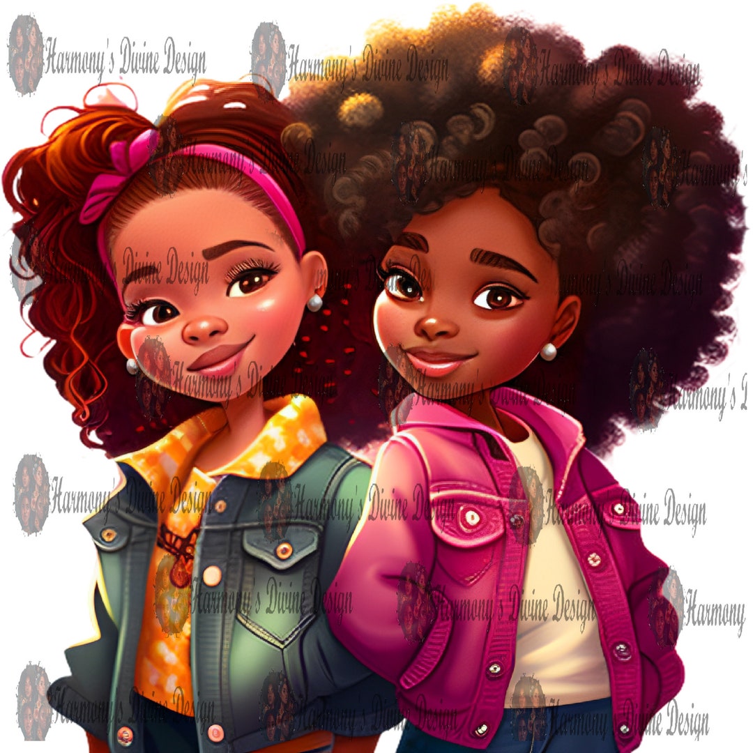 African American Best Friends clipart PNG Planner T-shirt - Etsy