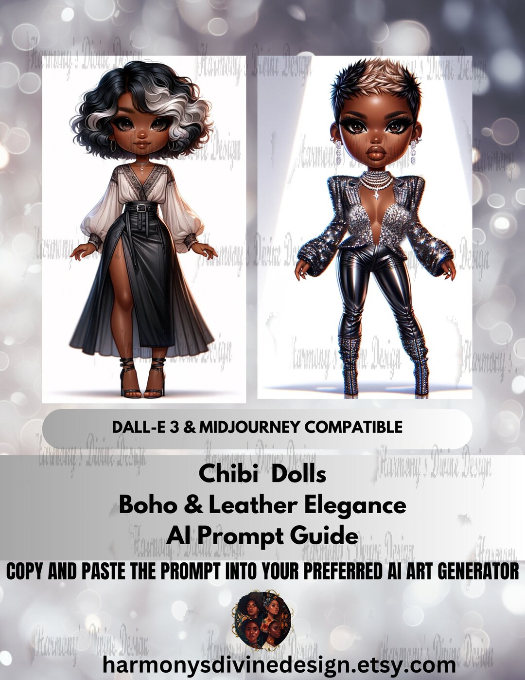 Chibi Dolls Prompt Guide an Bundle for Digital or Printable Planner ...