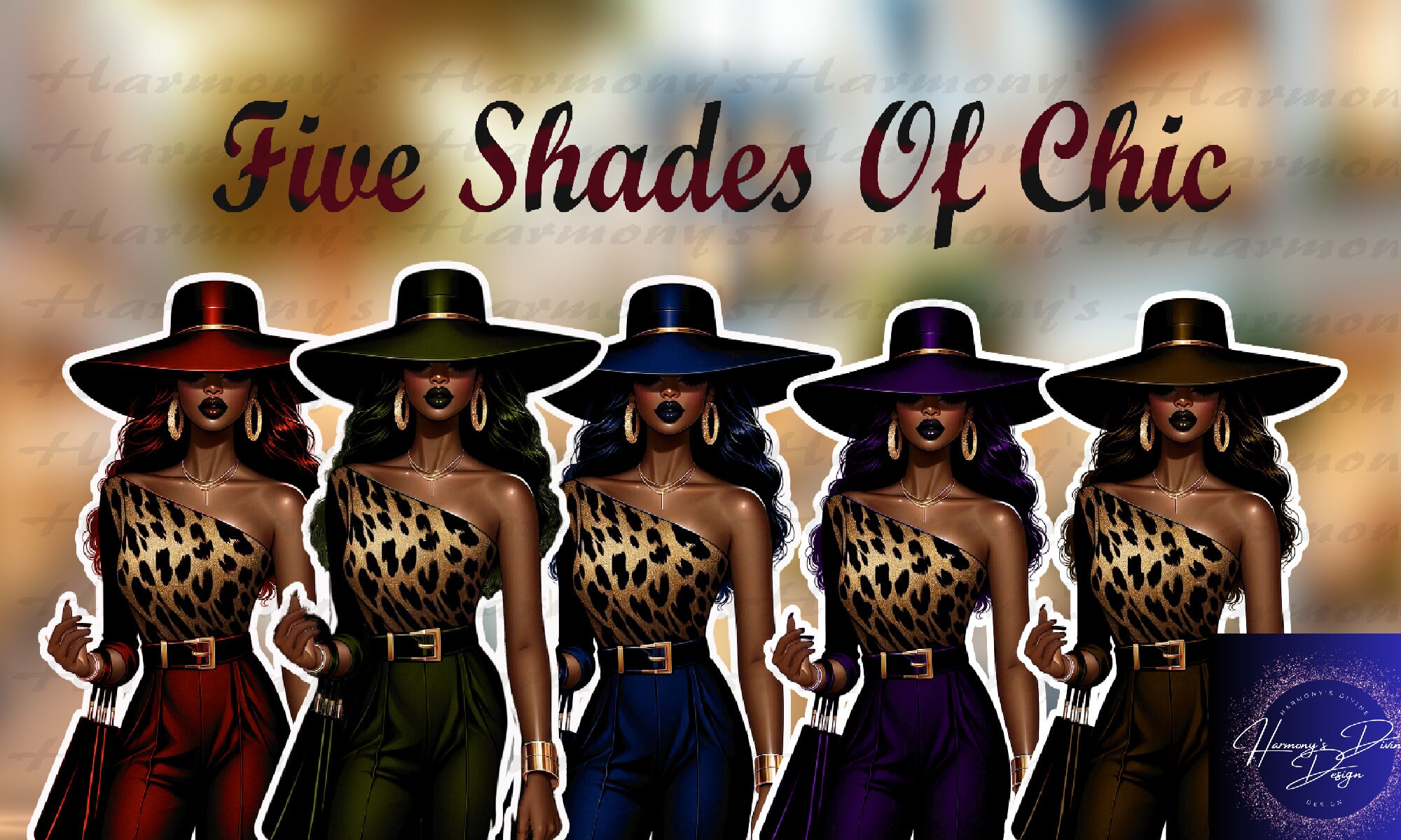 5 Digital Download Bundle five Shades of Chic Stickers DALL E-3 3x4 ...