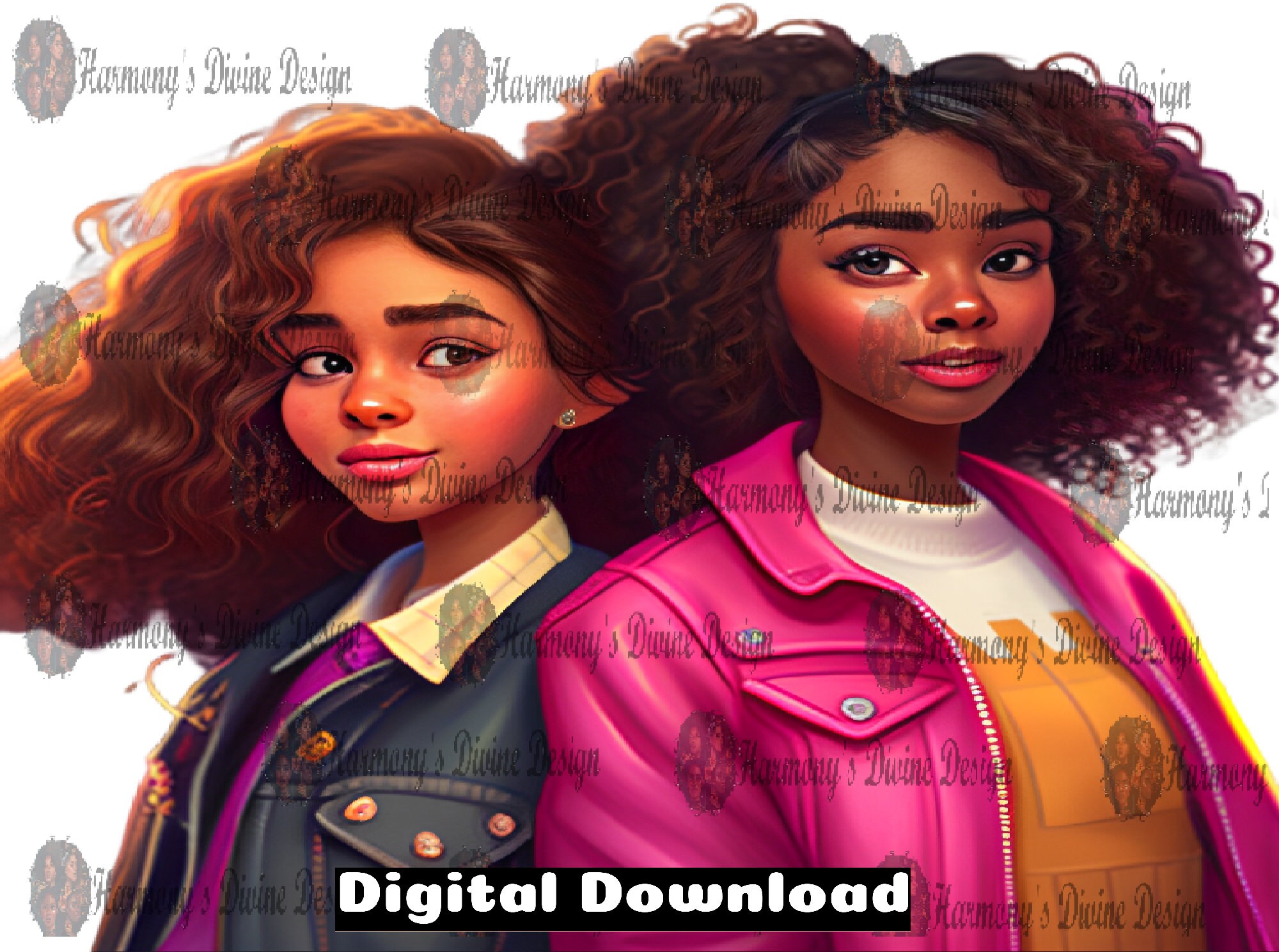 Digital Downloads African American Besties ,clipart PNG, Planner, T ...