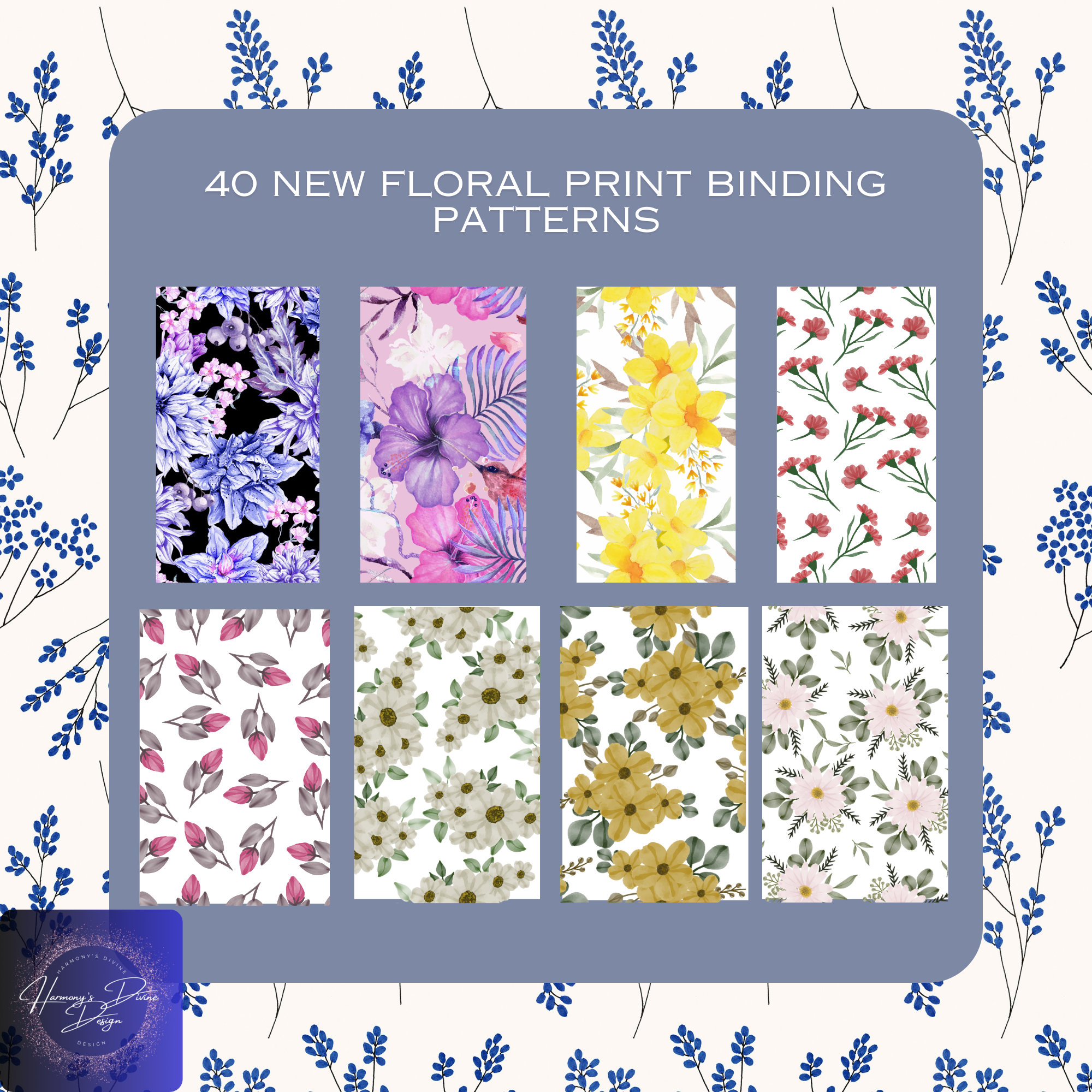 40 Floral Binder Patterns Digital Download Book Binding Patterns ...