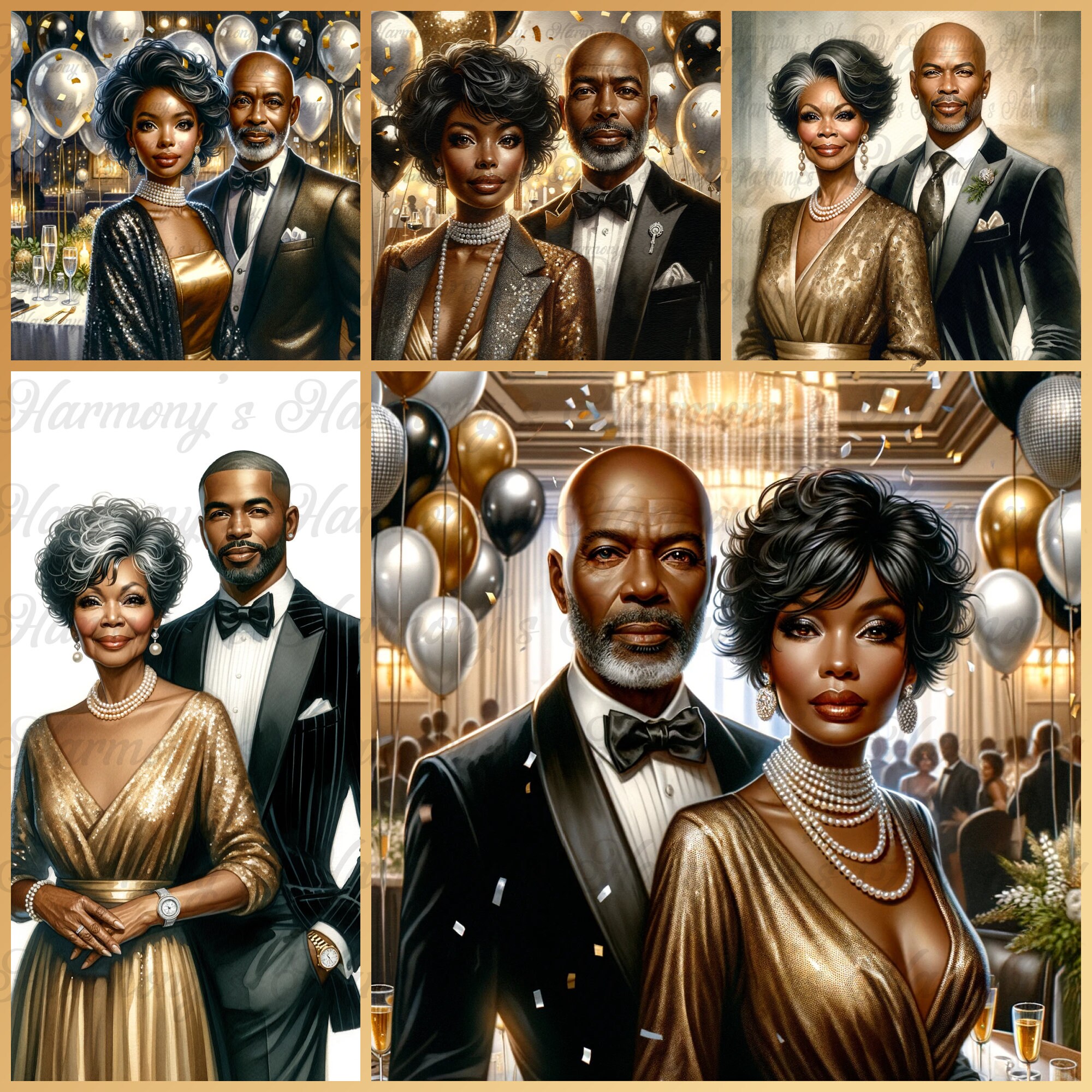 African American Couples Bundle "celebration"| Digital or Printable ...