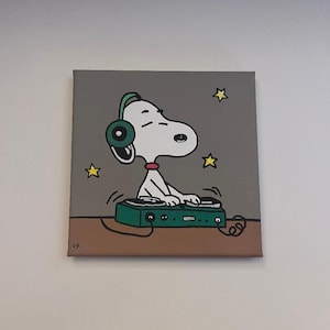 DJ Snoopy Peanuts 7x7 Inch Acrylic Canvas Painting - Etsy