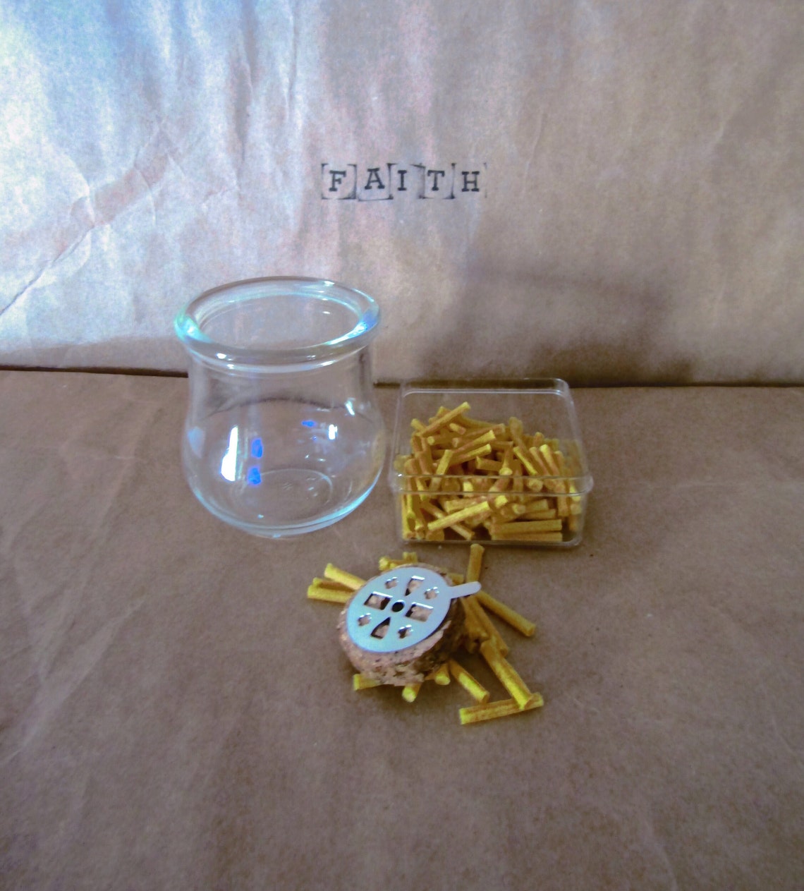 Set of Candle Wicks, Glass Oil Cup and Reusable High Quality Natural ...