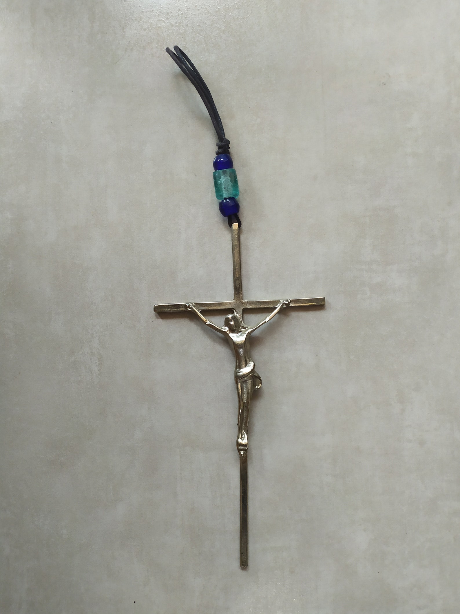 Metal Crucifix With Glass Blue Beads. Christian Orthodox Crucifix. 19cm ...
