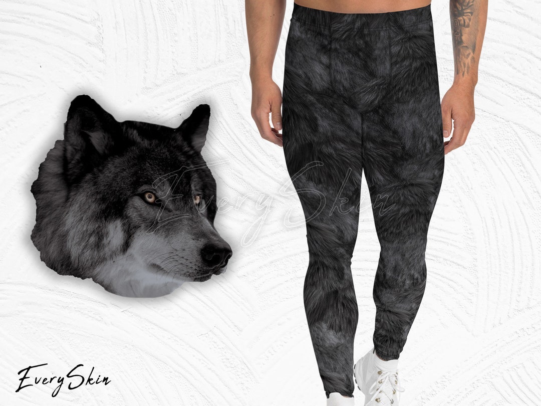 Men's Leggings for Wolf Costume With Realistic Fur Print / Lightweight ...