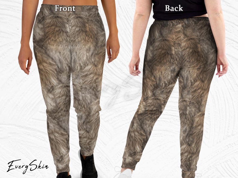 Realistic Wolf Fur Print Sweatpants / Women's Werewolf Joggers ...