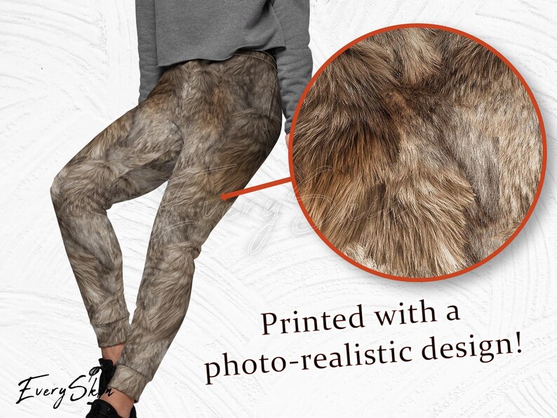Realistic Wolf Fur Print Sweatpants / Women's Werewolf Joggers ...