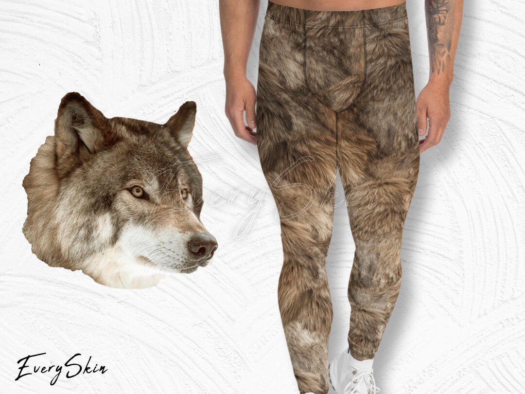 Men's Leggings for Wolf Costume With Realistic Fur Print / Lightweight ...