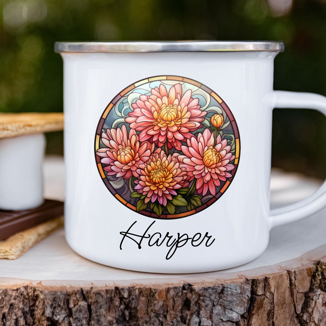 PERSONALIZED Birth Flower Coffee Mug Custom Gift for Her Stained Glass ...
