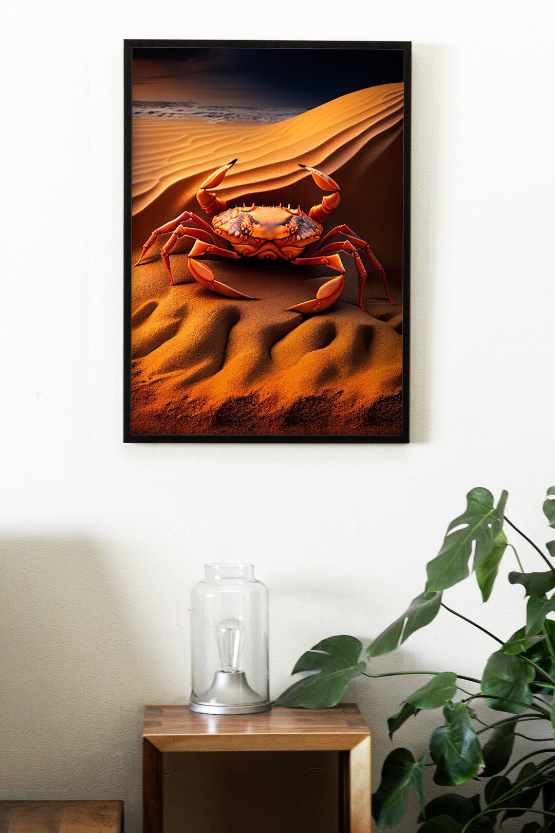 Crab on the Beach Poster, Ocean Animal Print, Cute Crab Poster, Beach ...