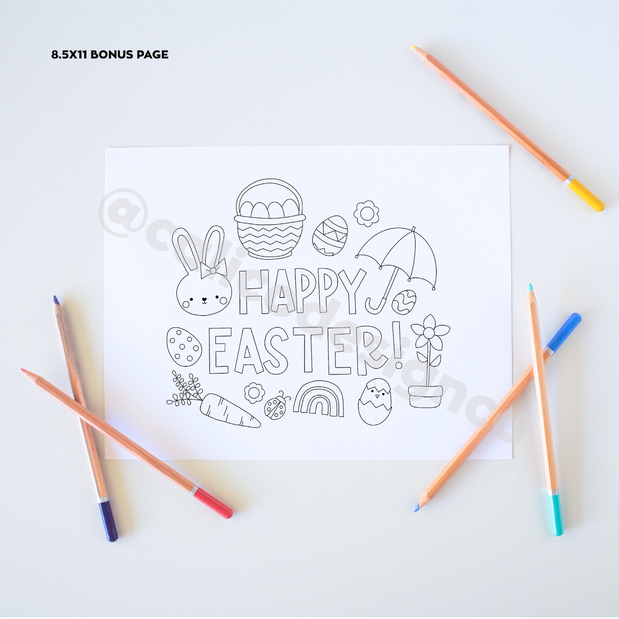 Easter Coloring Poster and Pages Printable Bundle | Easter Bunny ...