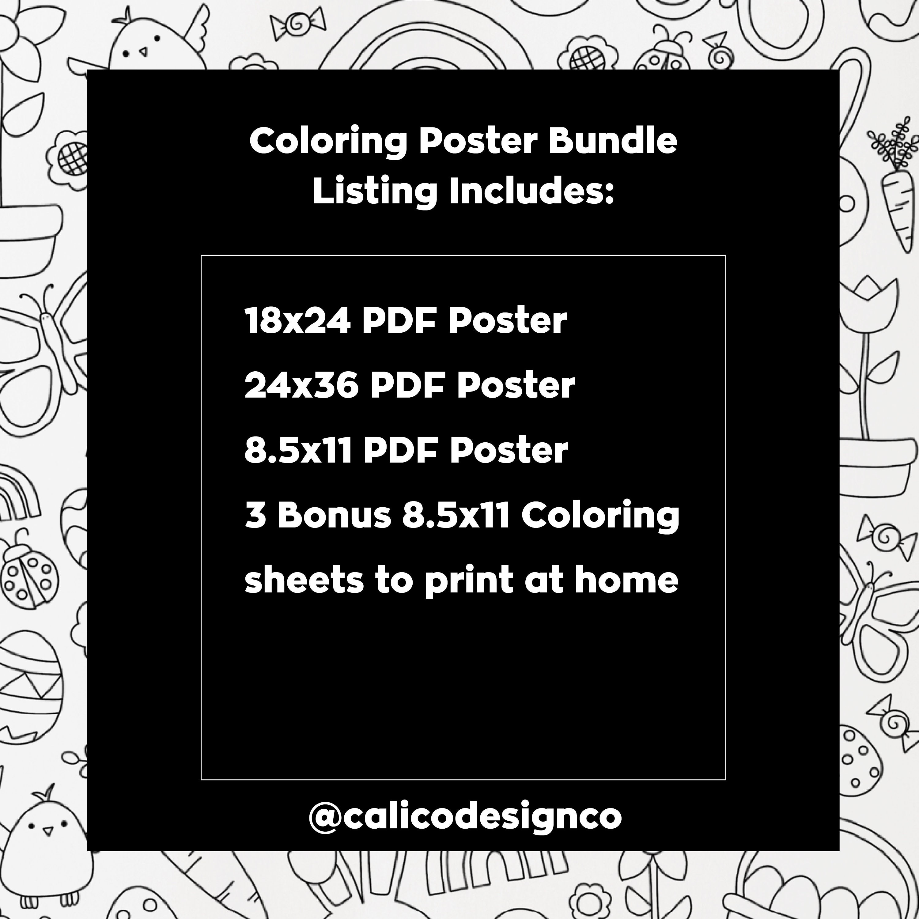 Easter Coloring Poster and Pages Printable Bundle Easter Bunny Coloring ...