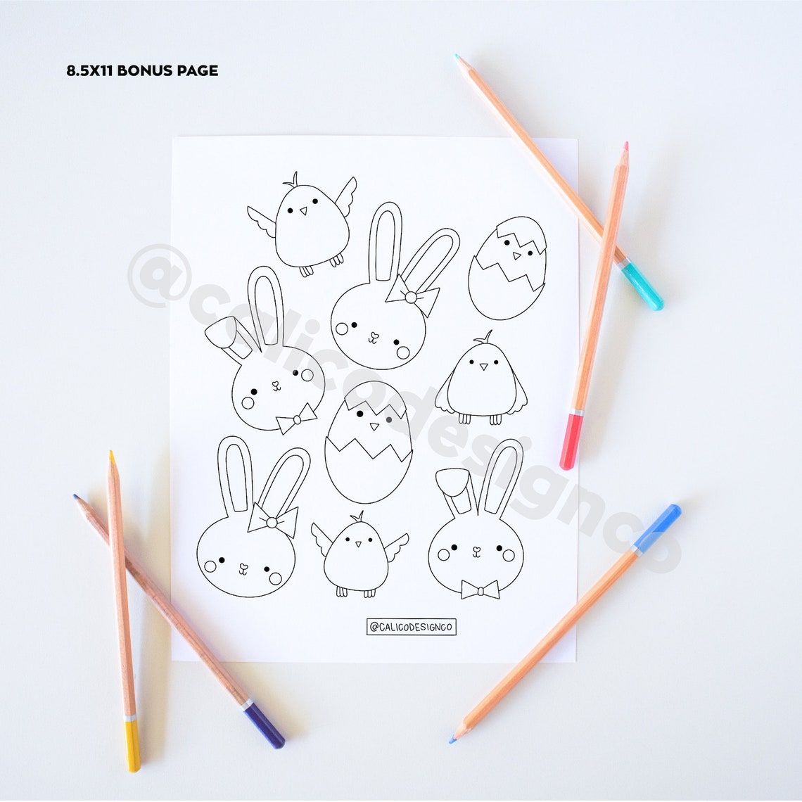 Easter Coloring Poster and Pages Printable Bundle Easter Bunny Coloring ...