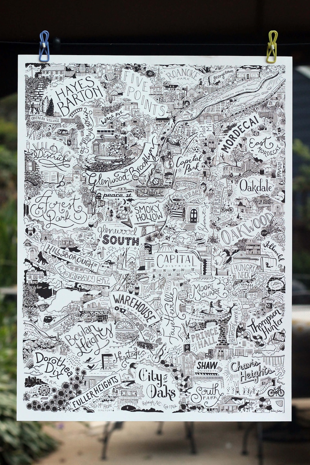 Raleigh Downtown Neighborhoods Poster - Etsy