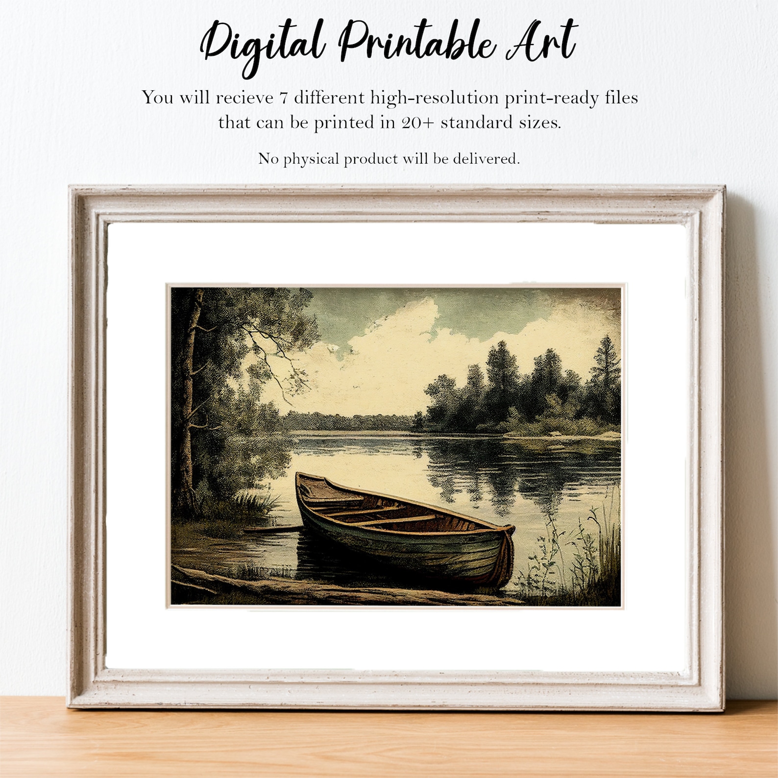 Vintage Canoe Meadow Aesthetic Painting Rustic Oil Canvas Painting ...