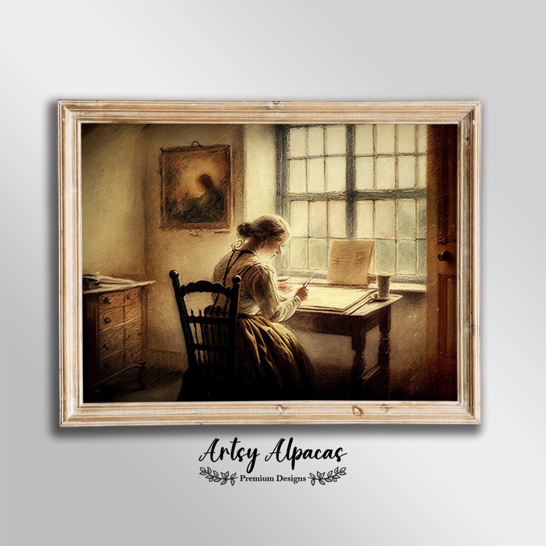 Vintage Writer Aesthetic Painting Rustic Oil Painting Meadow Canvas ...