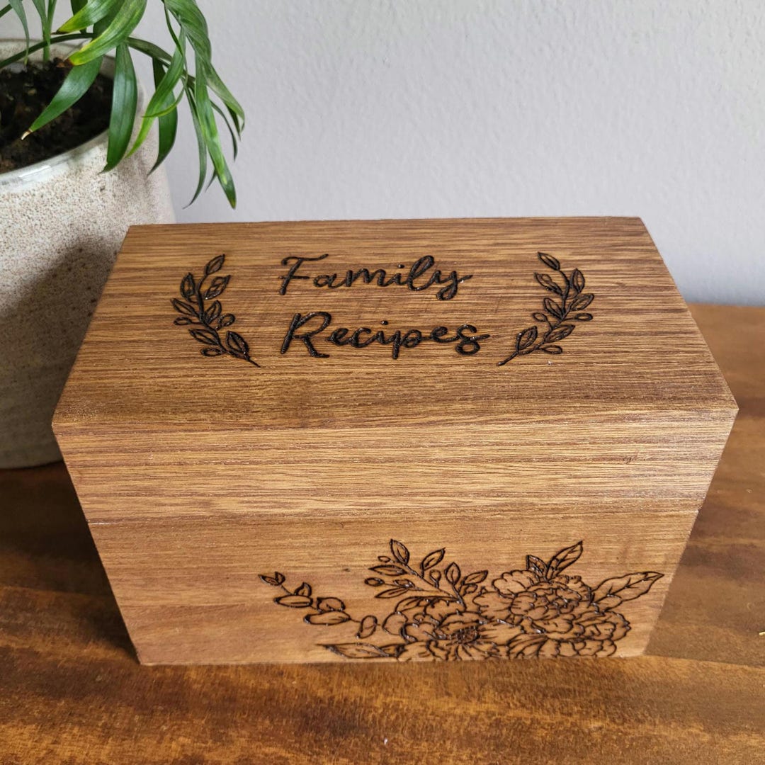 Personalized Family Recipe Box- Handmade, Wood Burned - Etsy