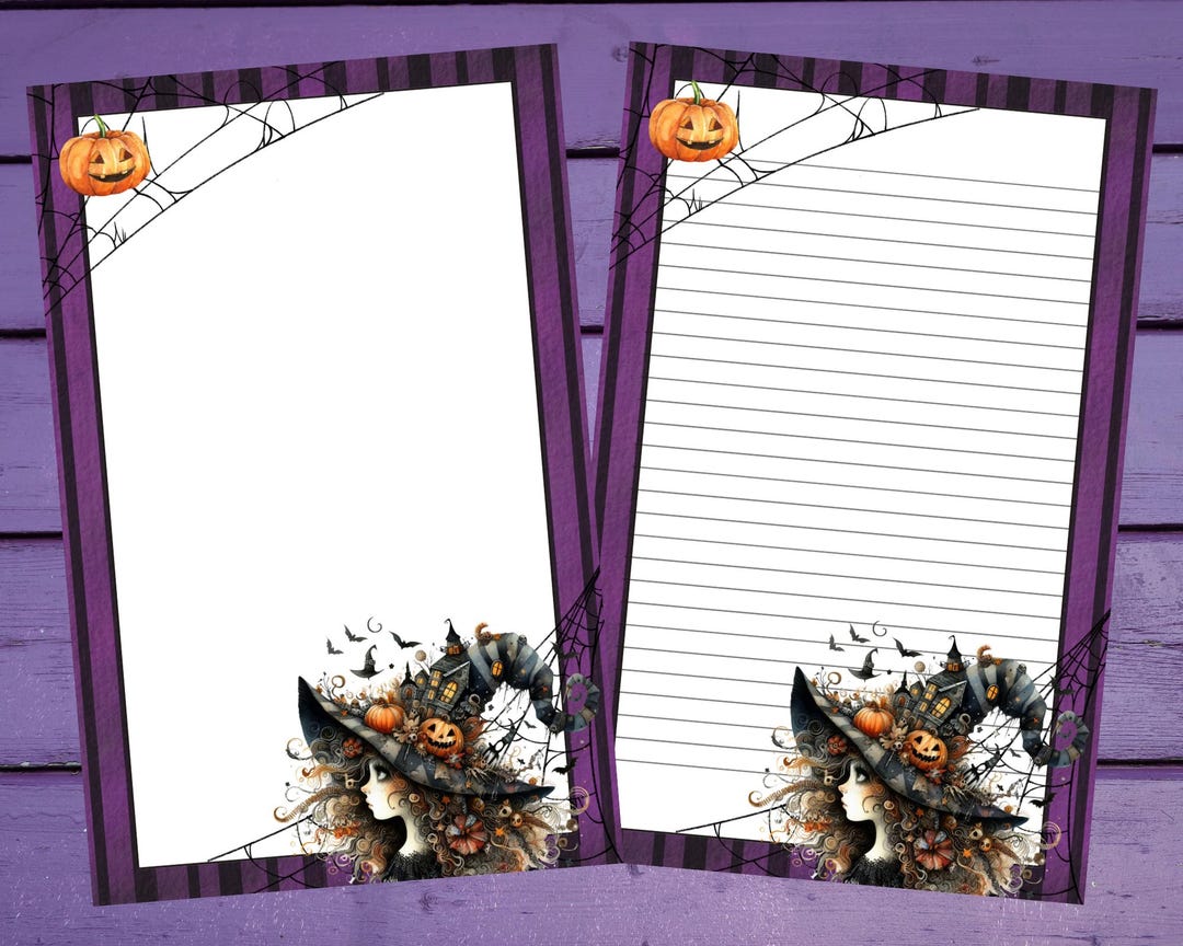 Quirky Halloween Witch Letter Writing Paper A5 Stationery Lined/unlined ...