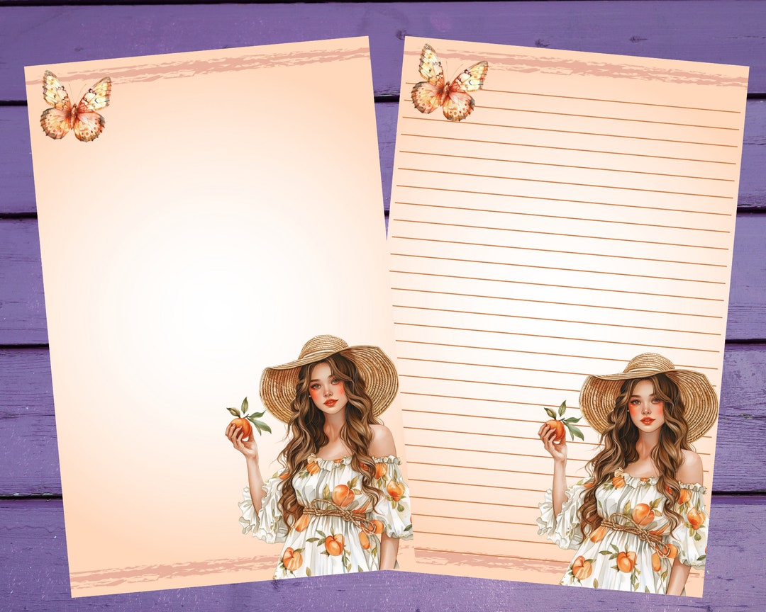 Summer Peach Letter Writing Paper A5 Stationery Lined/unlined Penpal ...