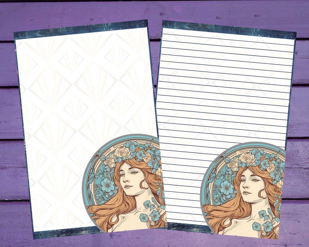 Art Nouveau Letter Writing Paper A5 Stationery Lined/unlined Penpal ...