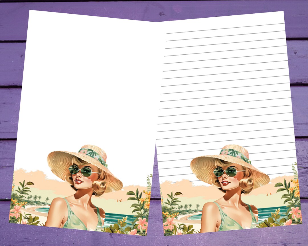 Retro Summer Letter Writing Paper A5 Stationery Lined/unlined Penpal ...
