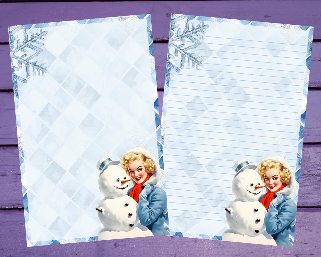 Retro Winter Letter Writing Paper A5 Stationery Lined/unlined Penpal ...