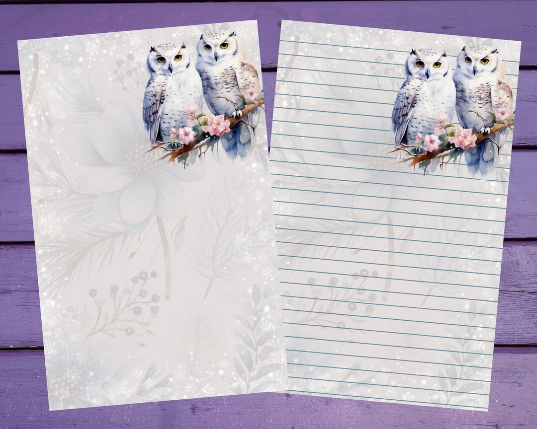 Winter Owls Letter Writing Paper A5 Stationery Lined/unlined Penpal ...