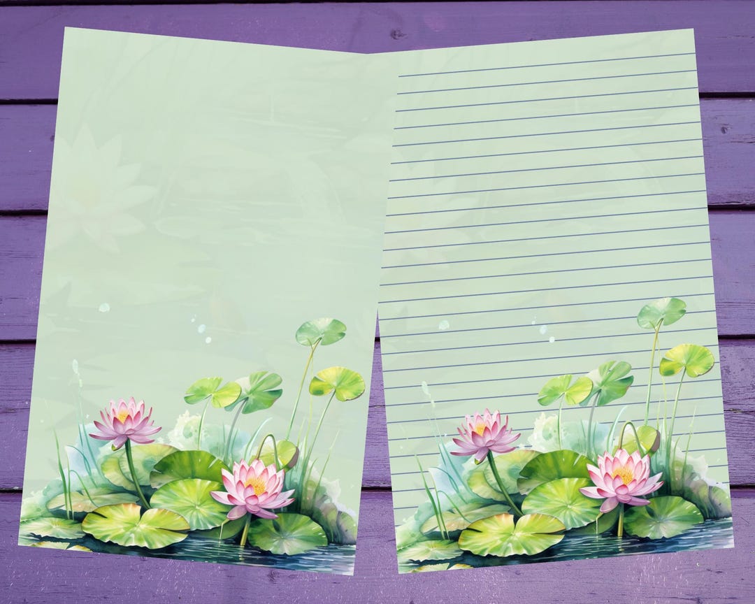 Lily Pond Letter Writing Paper A5 Stationery Lined/unlined Penpal ...