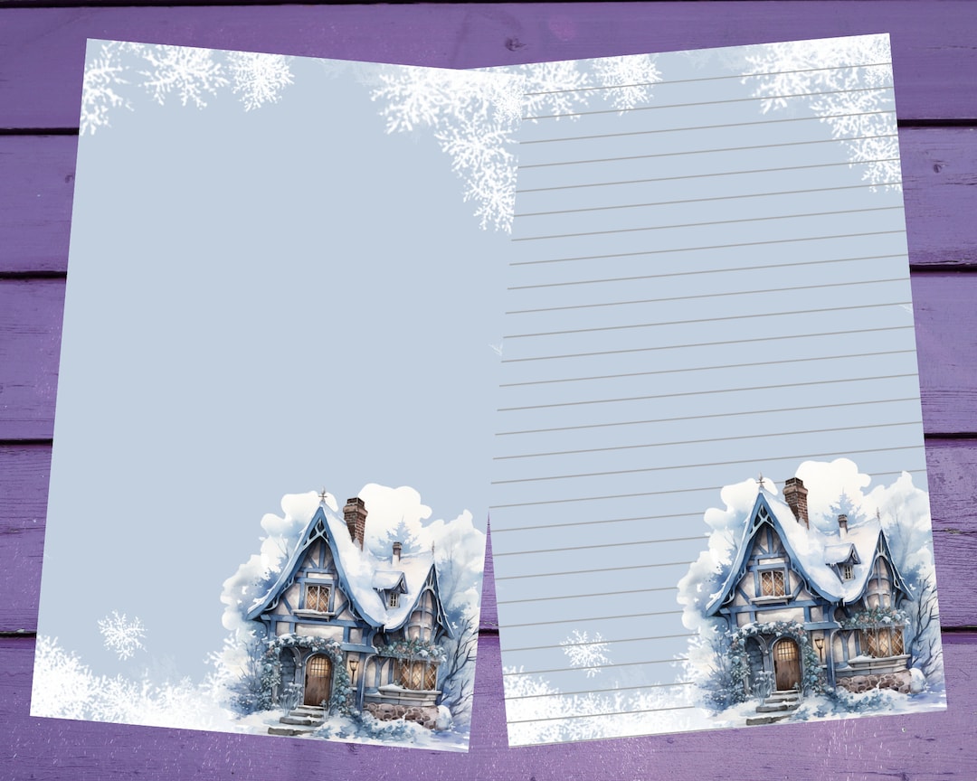 Winter Cottage Letter Writing Paper A5 Stationery Lined/unlined Penpal ...