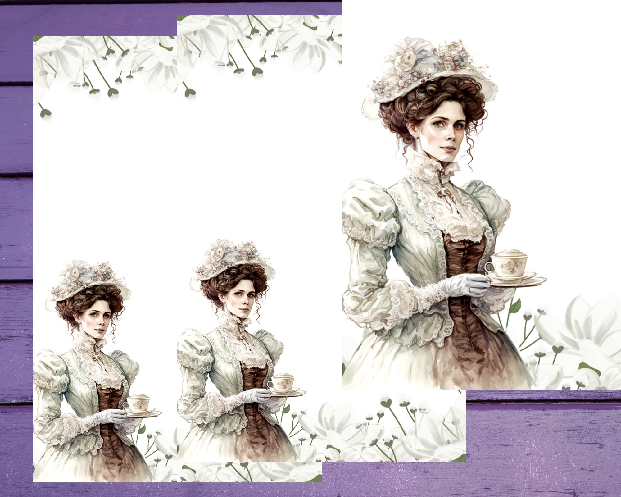 Victorian Tea Drinking Letter Writing Paper A5 Stationery Lined/unlined ...