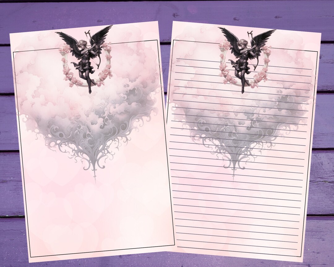 Dark Cupid Letter Writing Paper A5 Stationery Lined/unlined Penpal ...