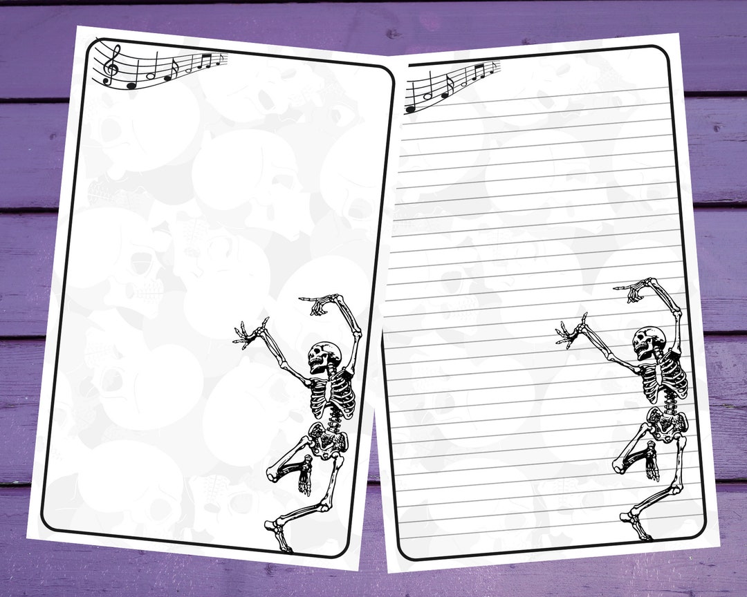 Dancing Skeleton Letter Writing Paper A5 Stationery Lined/unlined ...