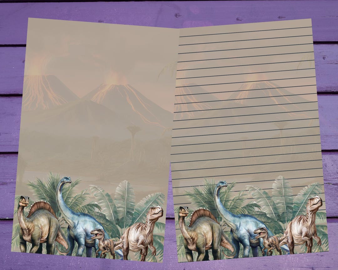 Dinosaurs Letter Writing Paper A5 Stationery Lined/unlined Penpal ...