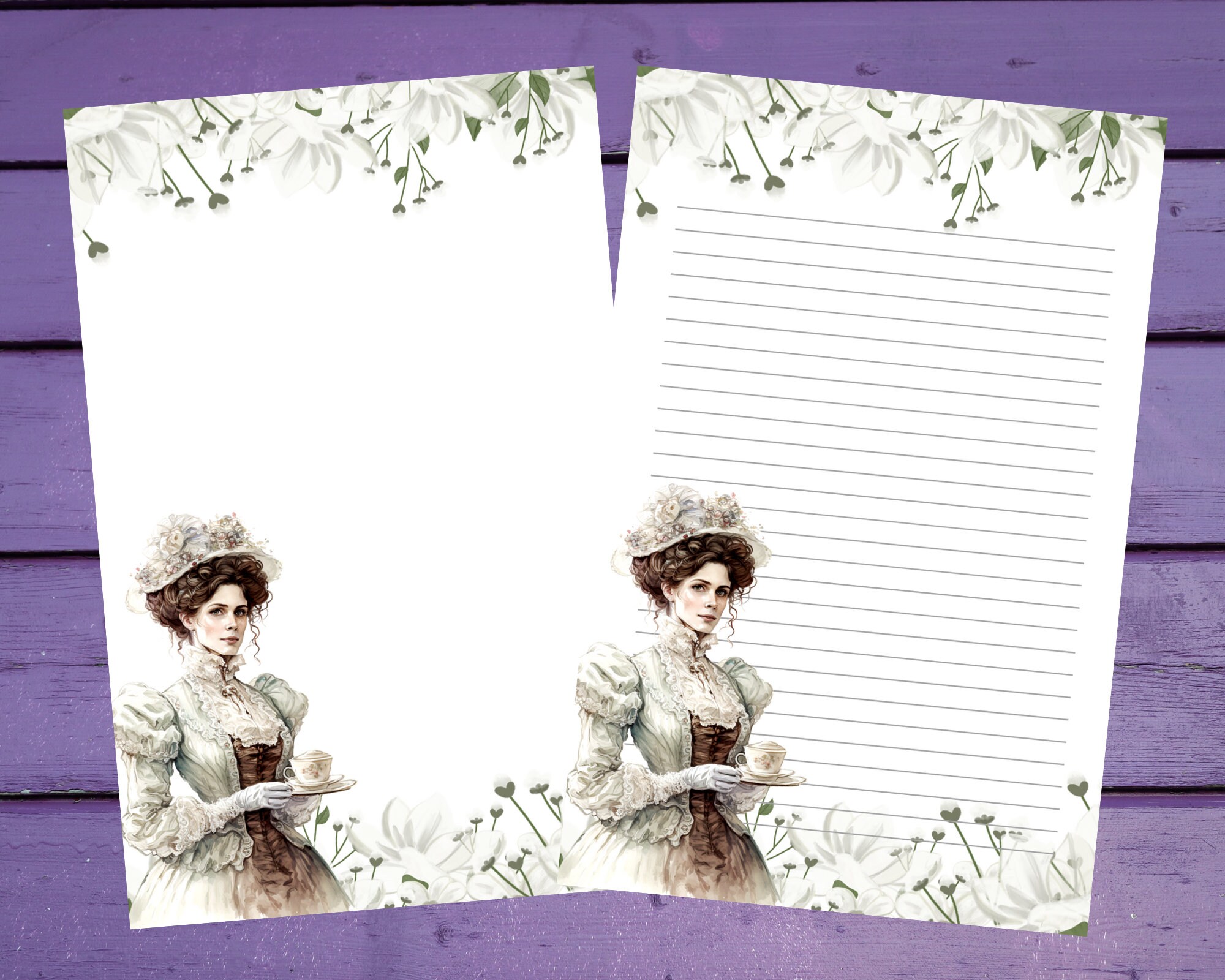 Victorian Tea Drinking Letter Writing Paper A5 Stationery Lined/unlined ...