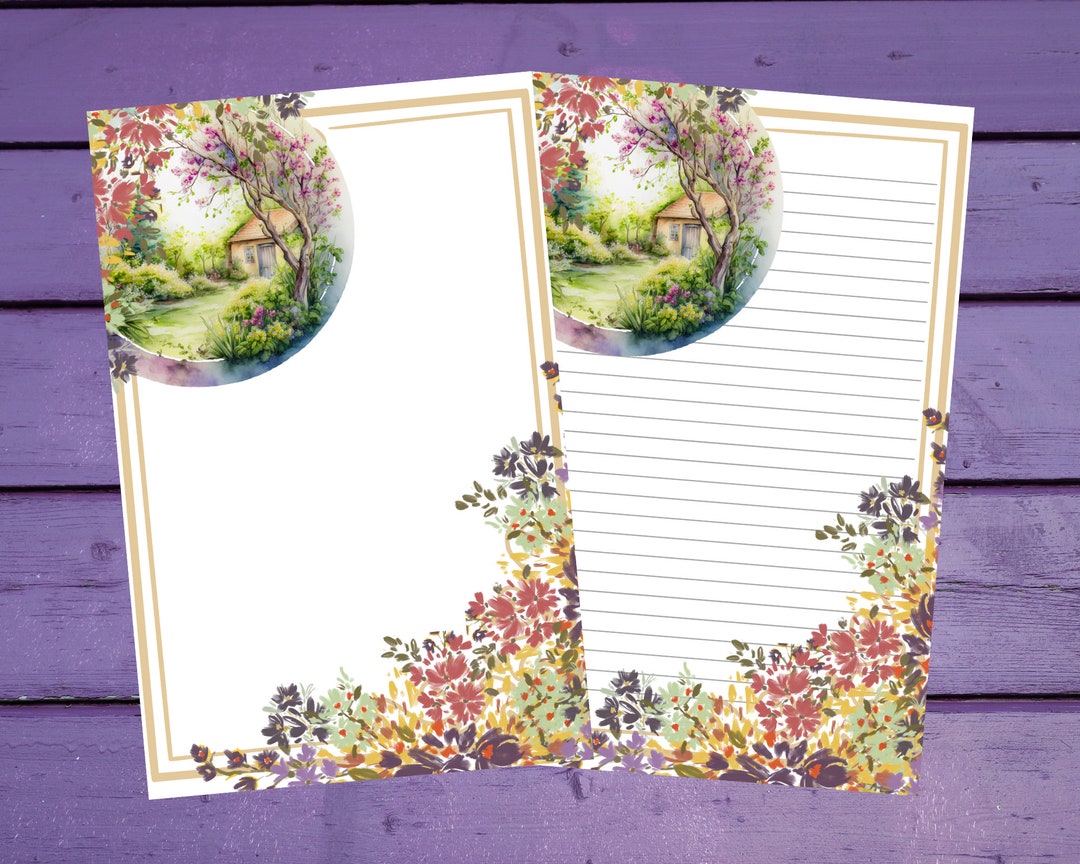Spring Garden Letter Writing Paper A5 Lined/unlined Stationery Penpal ...